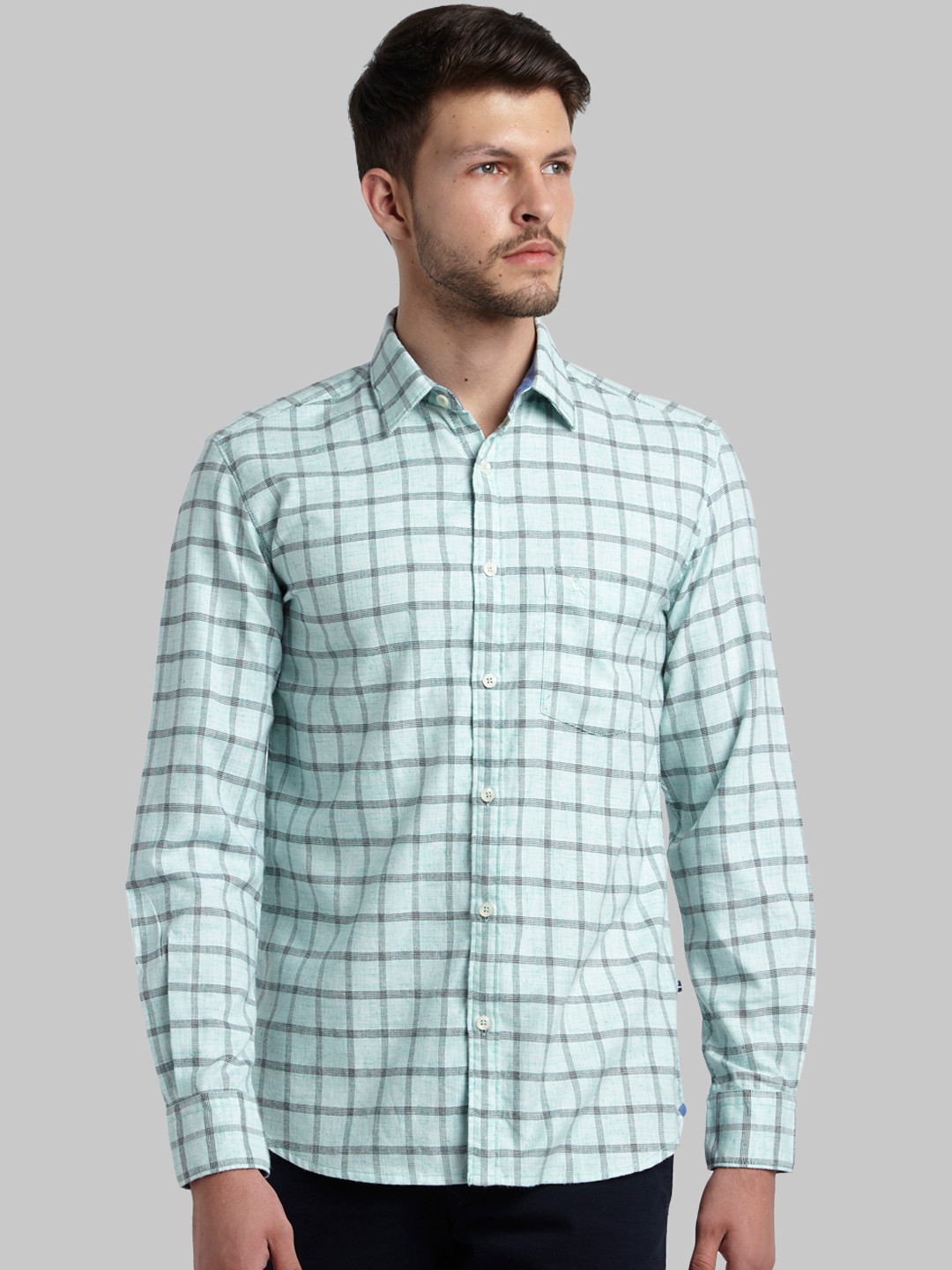 Buy Parx Men Green Slim Fit Checked Casual Shirt - Shirts for Men ...