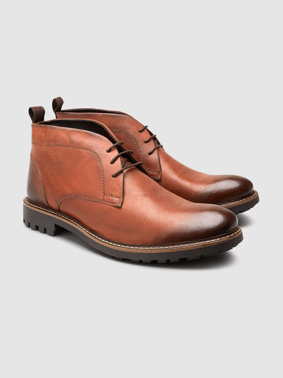 Buy Next Men Brown Leather Mid Top Flat Boots - Casual Shoes for Men ...
