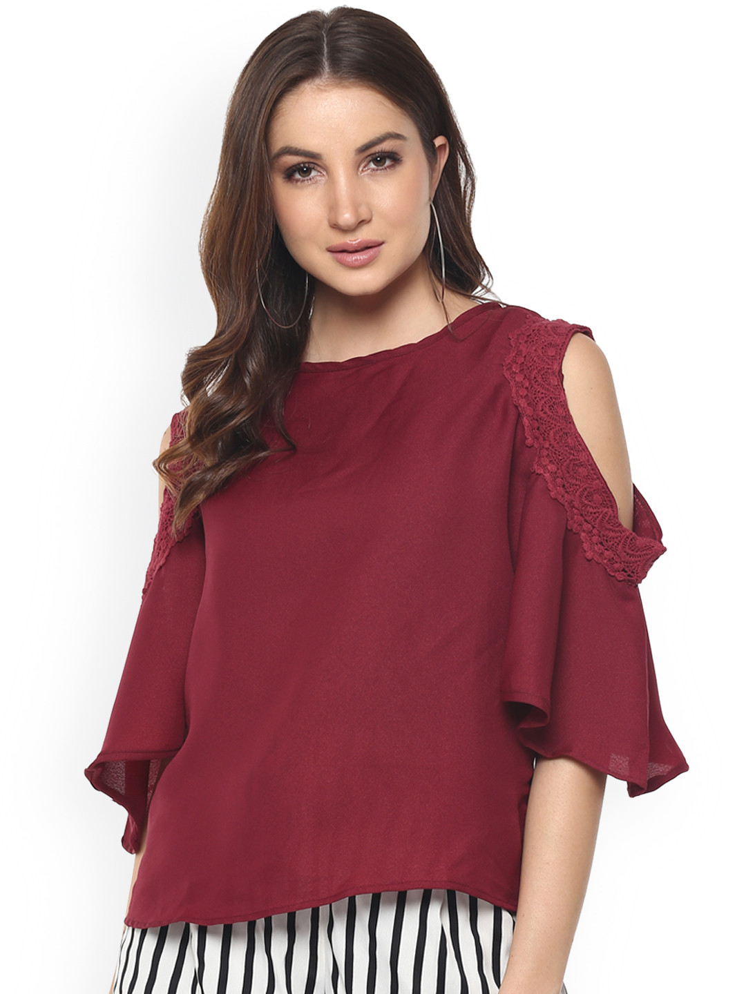 Buy Mayra Women Maroon Solid A Line Top - Tops for Women 8439421 | Myntra