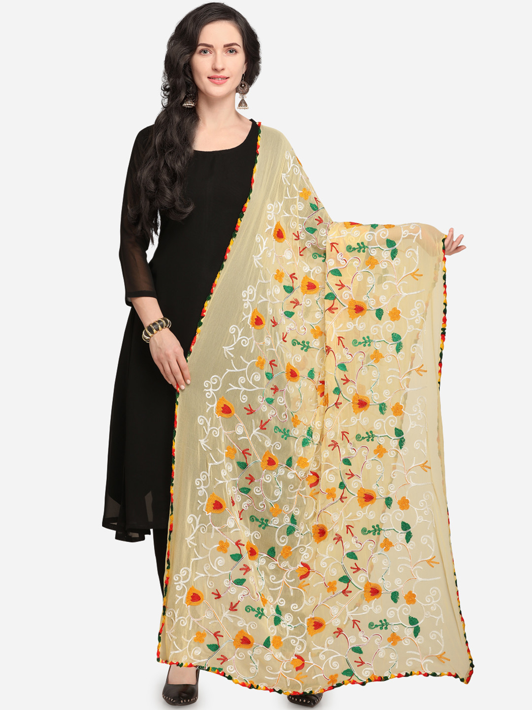 Buy Mf Yellow Embroidered Dupatta - Dupatta for Women 8453877 | Myntra
