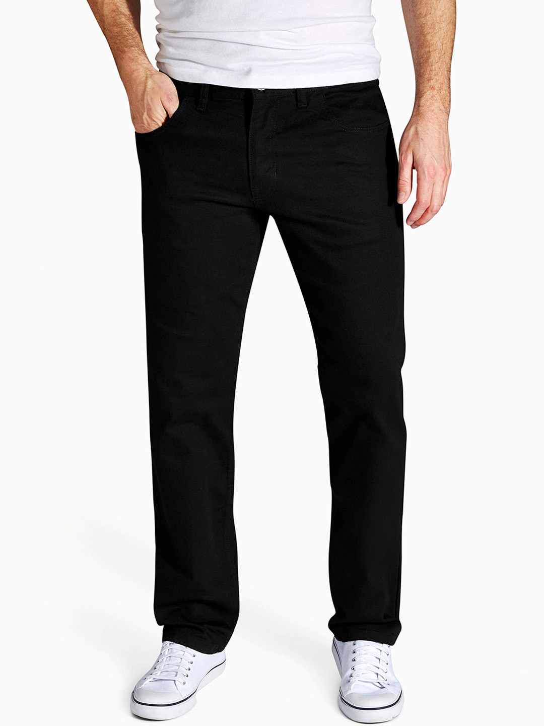 Buy NEXT Men Black Straight Fit Mid Rise Clean Look Stretchable Jeans ...