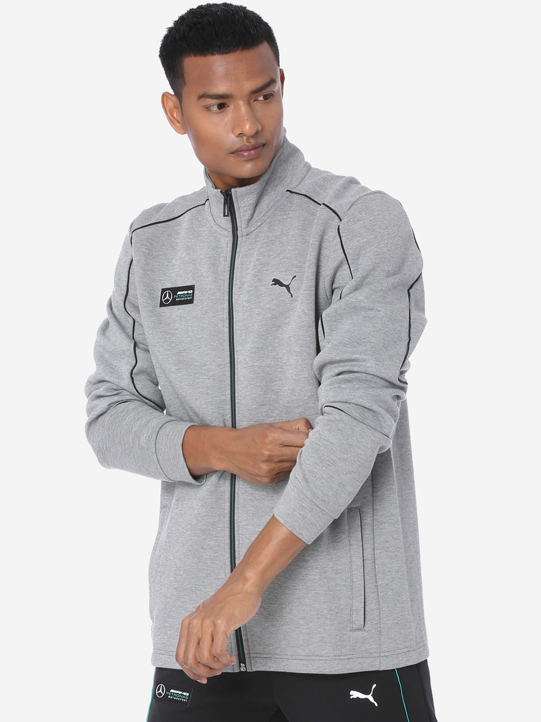 Buy PUMA Motorsport Men Grey SWEAT Track MSP Jacket Solid Track MSP ...