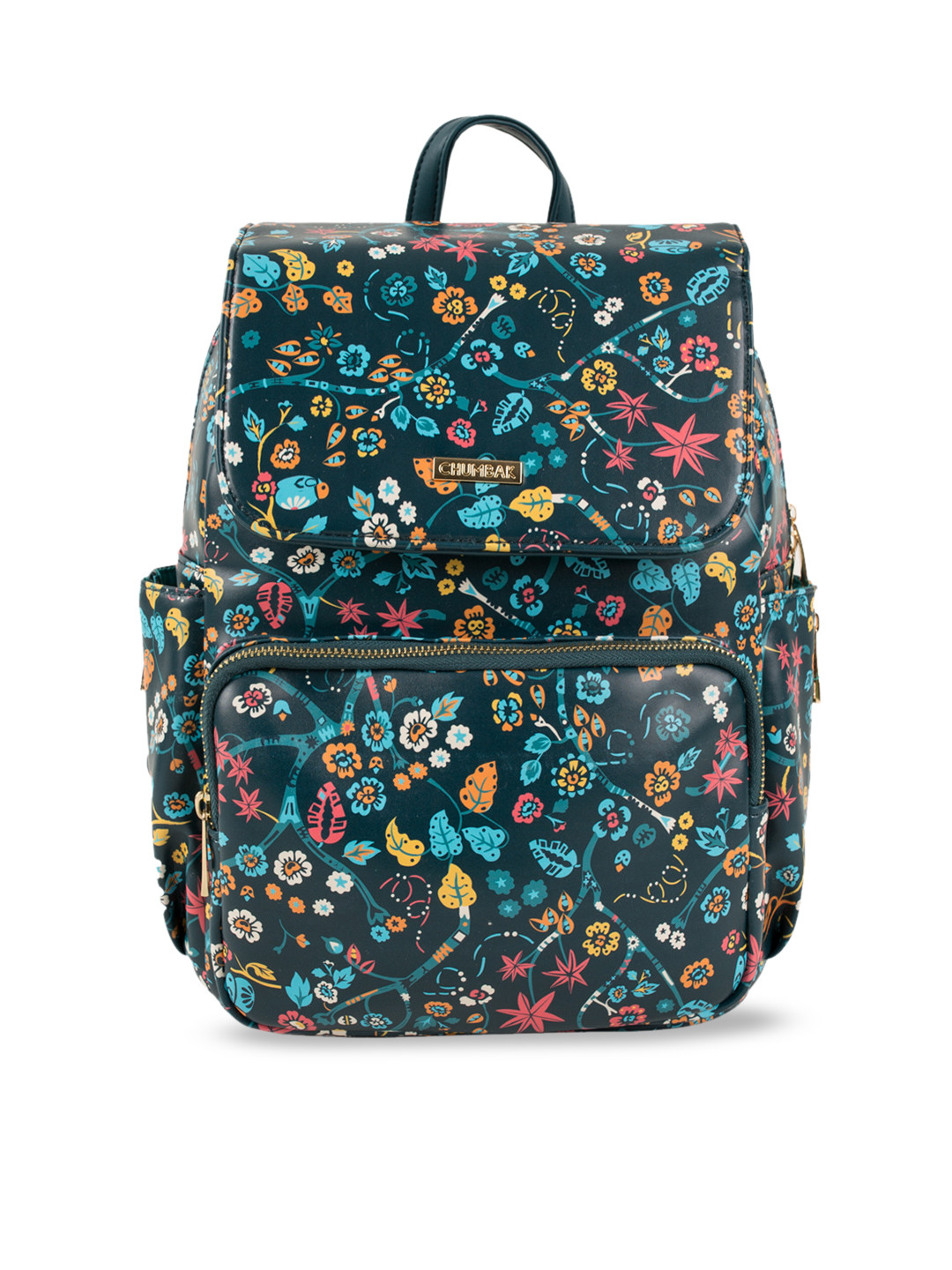 Buy Chumbak Women Black & Multicoloured Graphic Backpack - Backpacks ...