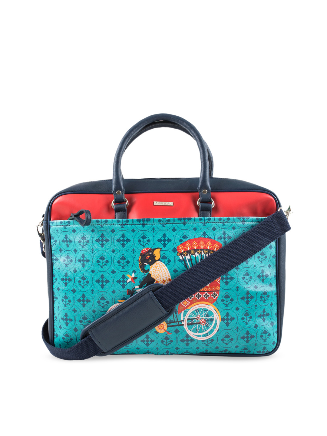 Buy Chumbak Unisex Blue & Yellow Printed Laptop Bag - Laptop Bag for ...