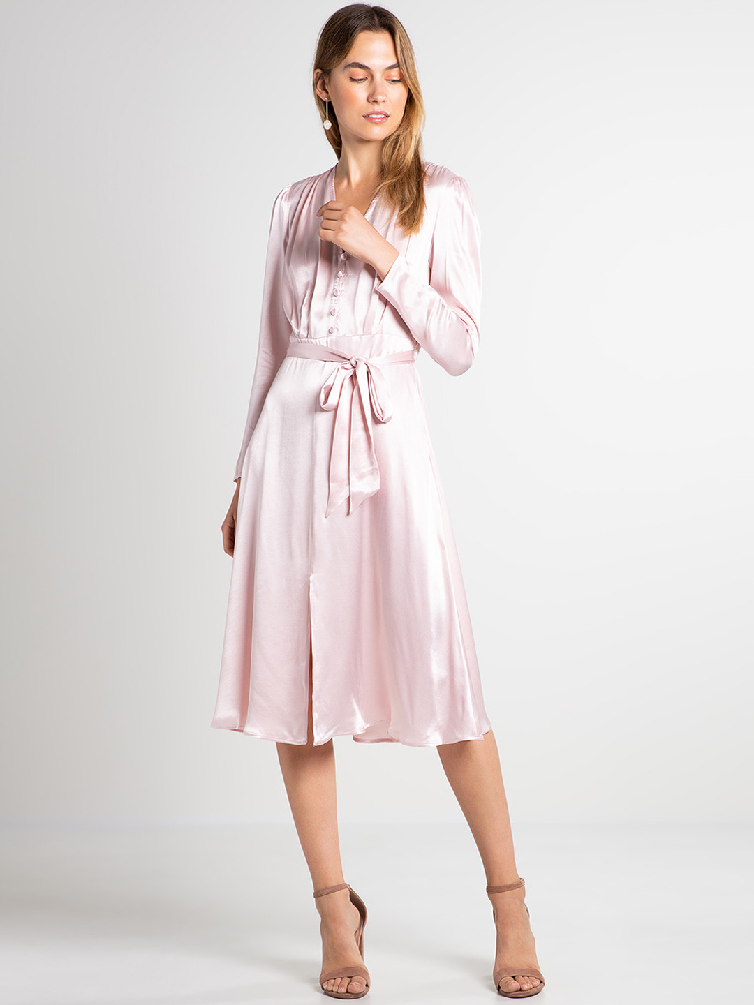Buy Next Women Solid Pink Fit And Flare Dress - Dresses for Women ...