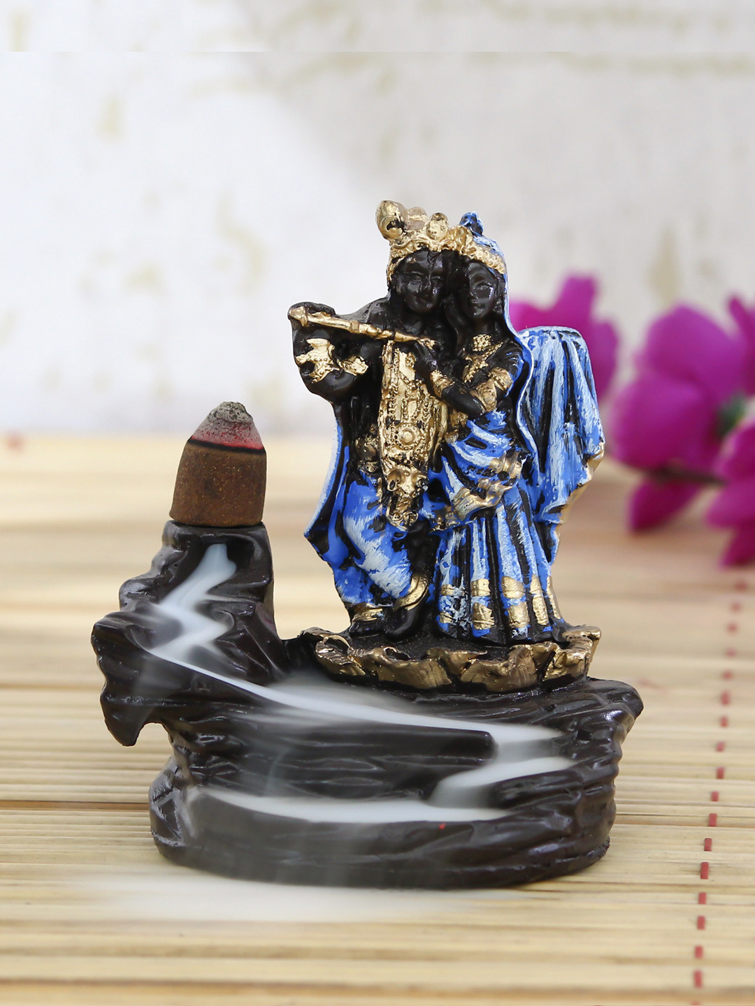 Buy ECraftIndia Black & Blue Lord Krishna Smoke Fountain Showpiece ...