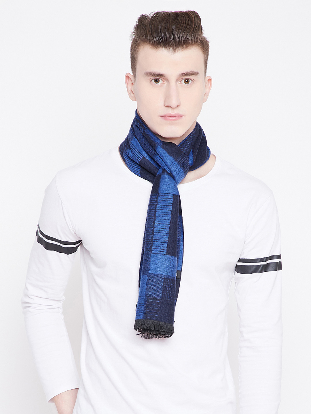 Buy Alvaro Castagnino Men Blue Checked Muffler - Mufflers for Men ...