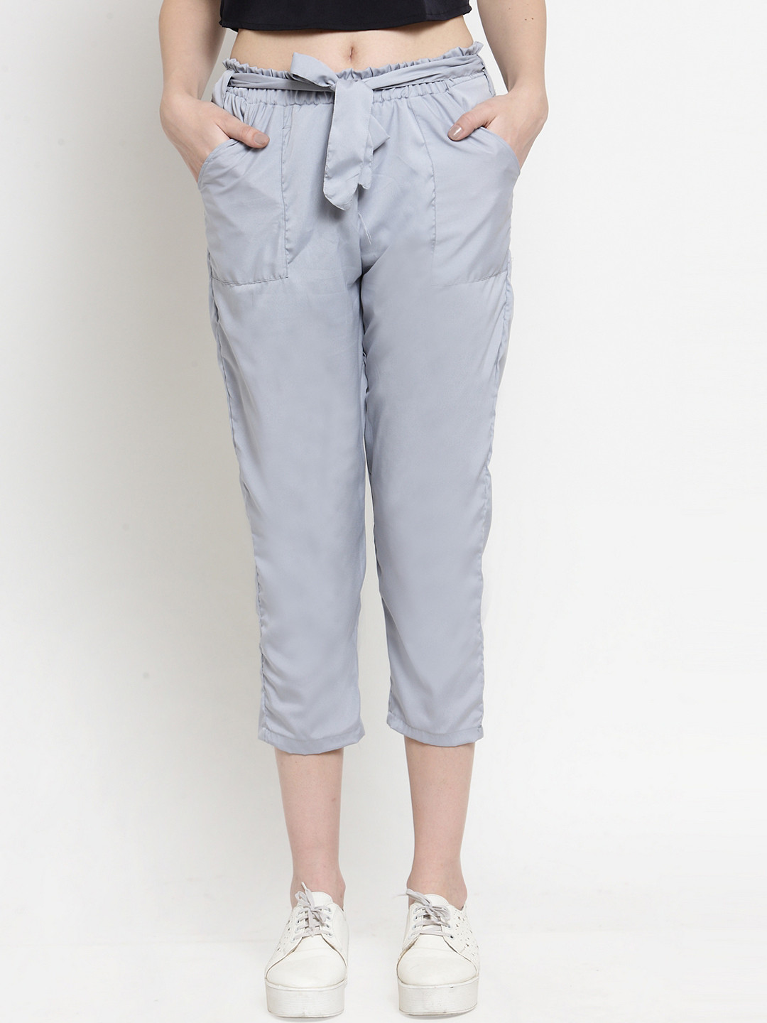 Buy J Style Women Grey Solid Slim Fit Capris - Capris for Women ...