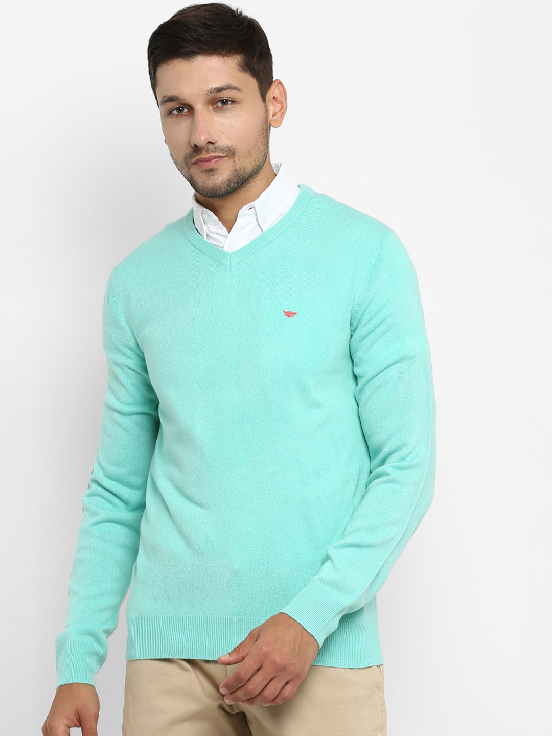 Buy Red Tape Men Turquoise Blue Solid Sweater - Sweaters for Men ...