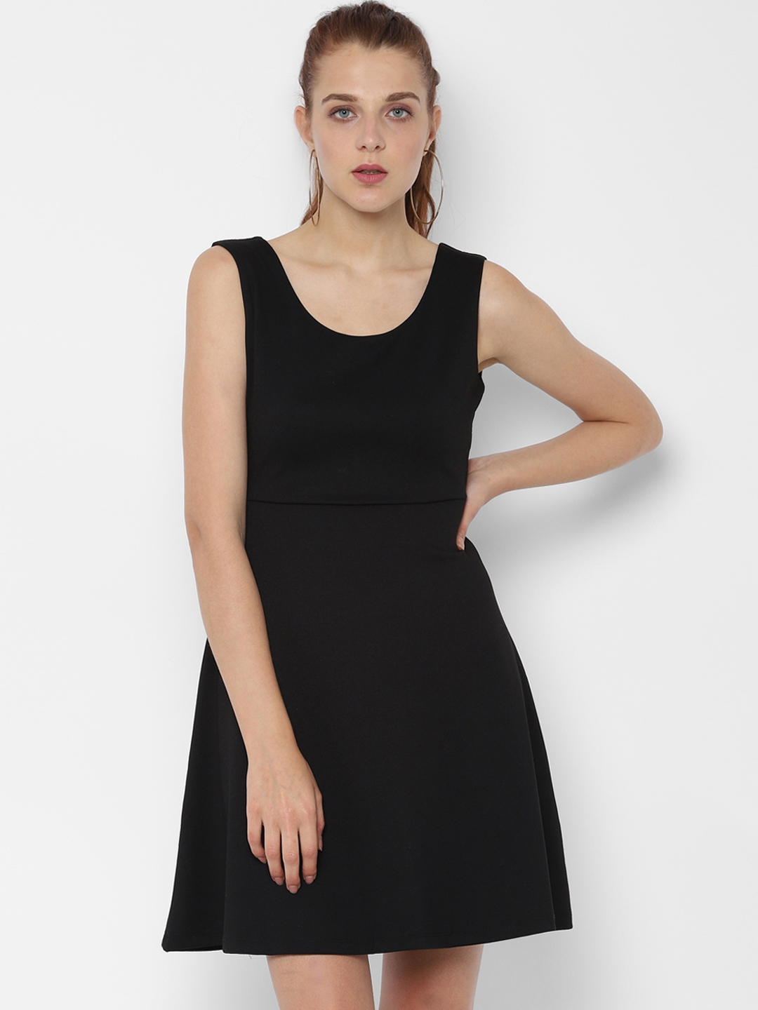 Buy People Women Black Solid Fit And Flare Dress Dresses For Women