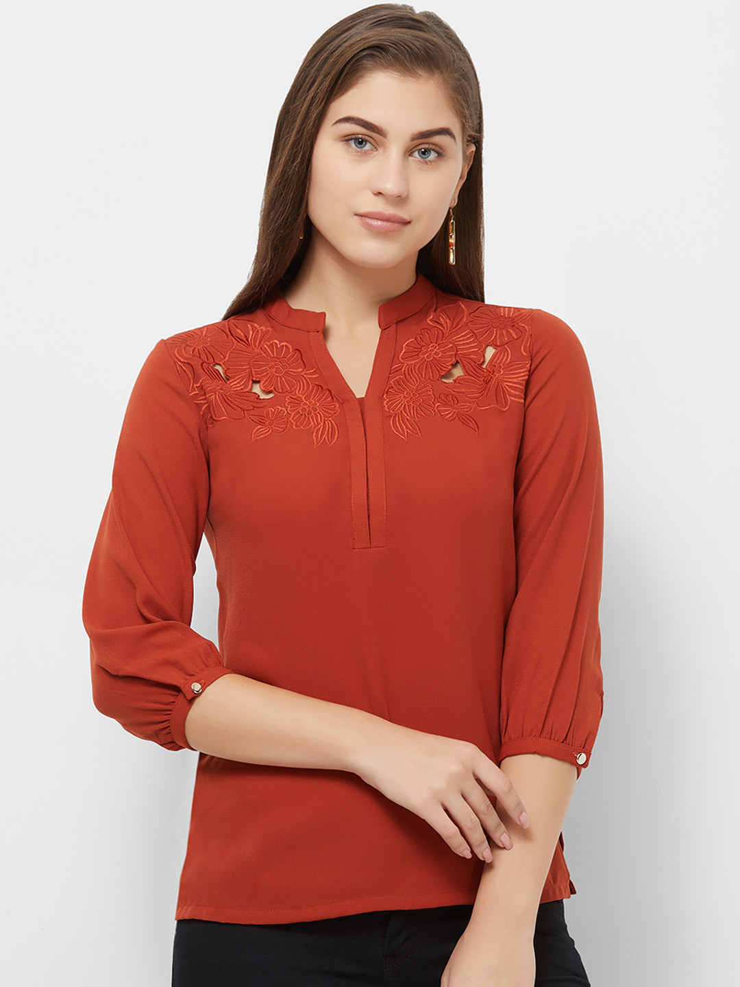 Buy Soie Women Rust Brown Solid Top - Tops for Women 10848540 | Myntra
