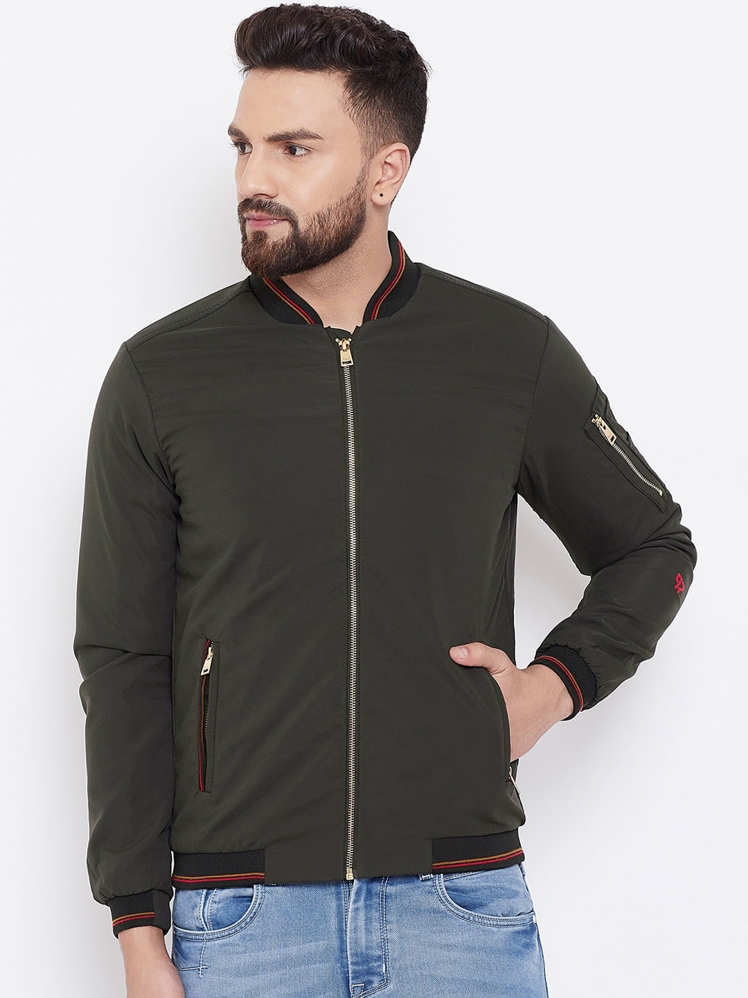 Buy Spirit Men Olive Green Solid Jacket - Jackets for Men 10862658 | Myntra