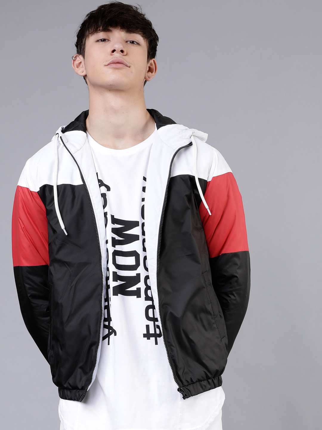 Buy HIGHLANDER Men White Colourblocked Puffer Hooded Jacket - Jackets ...