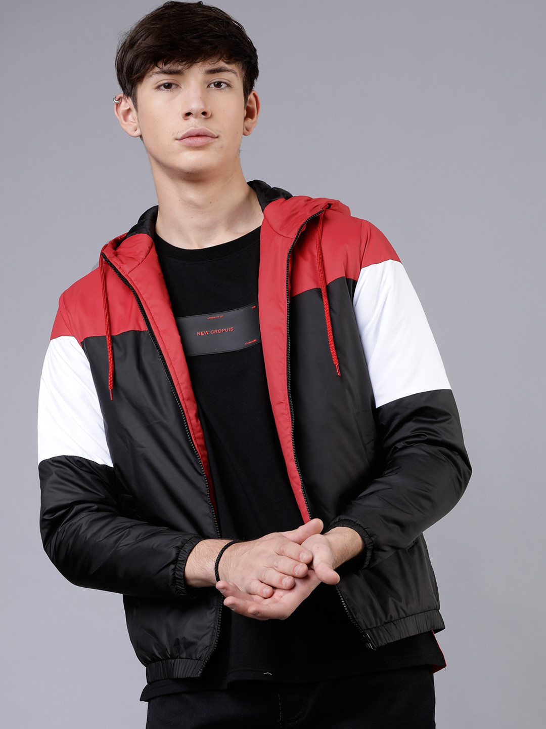 Buy HIGHLANDER Men Red & Black Colourblocked Padded Jacket - Jackets ...