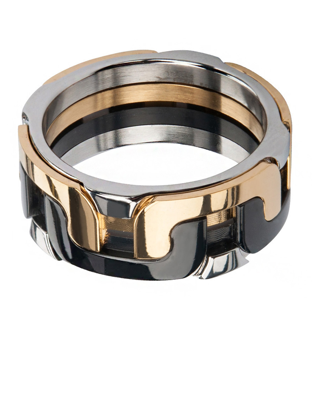 Buy Inox Jewelry Men Gold Toned & Black Stainless Steel Band Ring ...