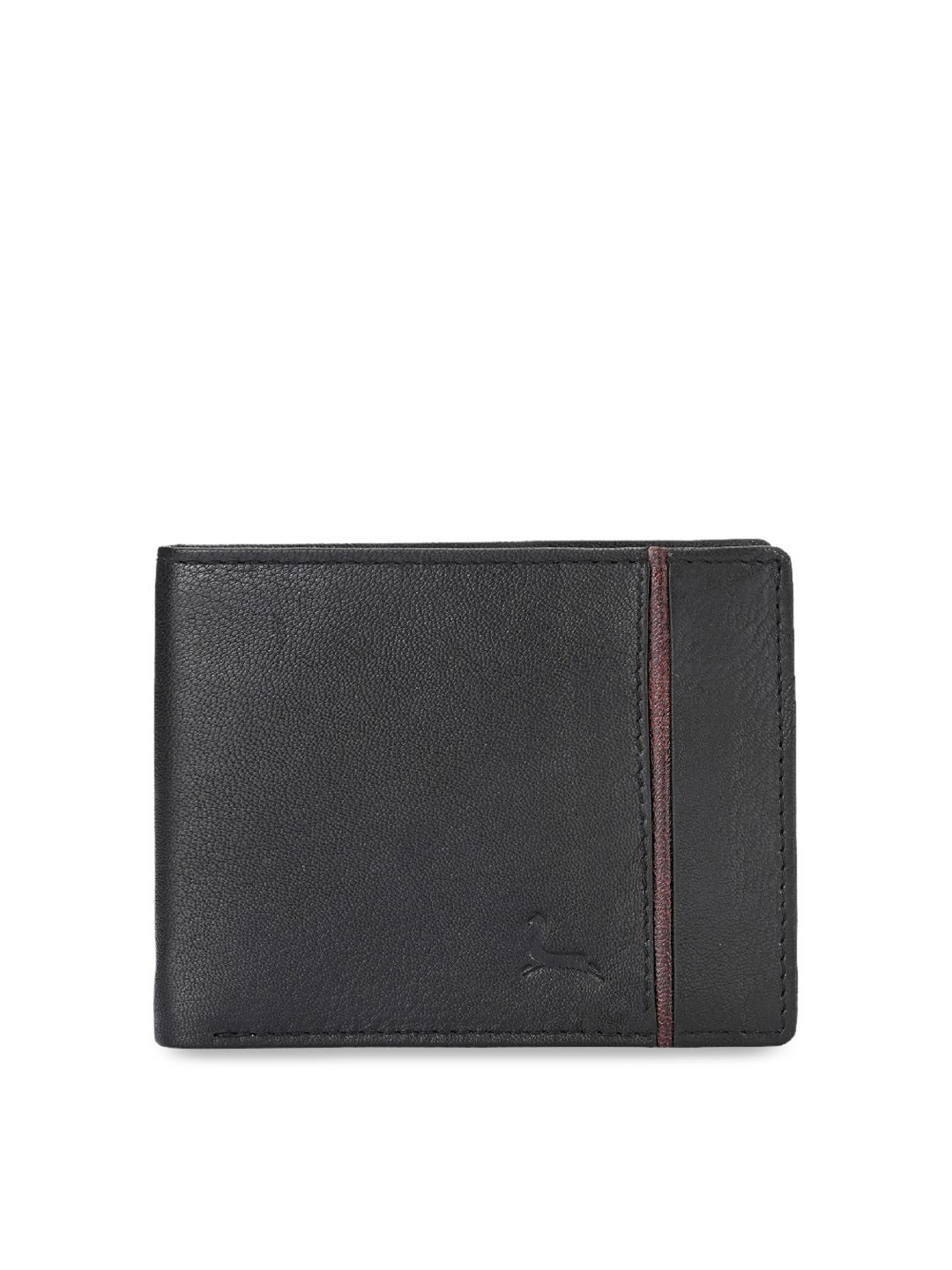 Buy Pacific Gold Men Black Solid Genuine Leather Two Fold Wallet ...