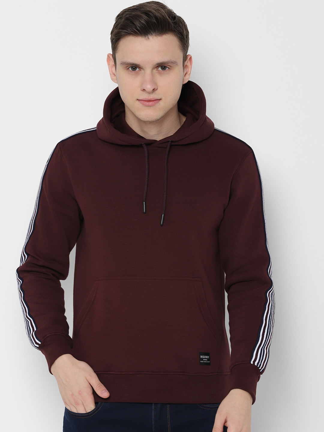 Buy People Men Maroon Solid Hooded Sweatshirt - Sweatshirts for Men ...