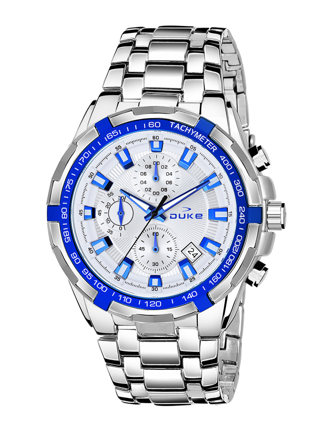 Buy Duke Men Silver Toned Analogue Chronograph Watch DK4012CRM02C ...