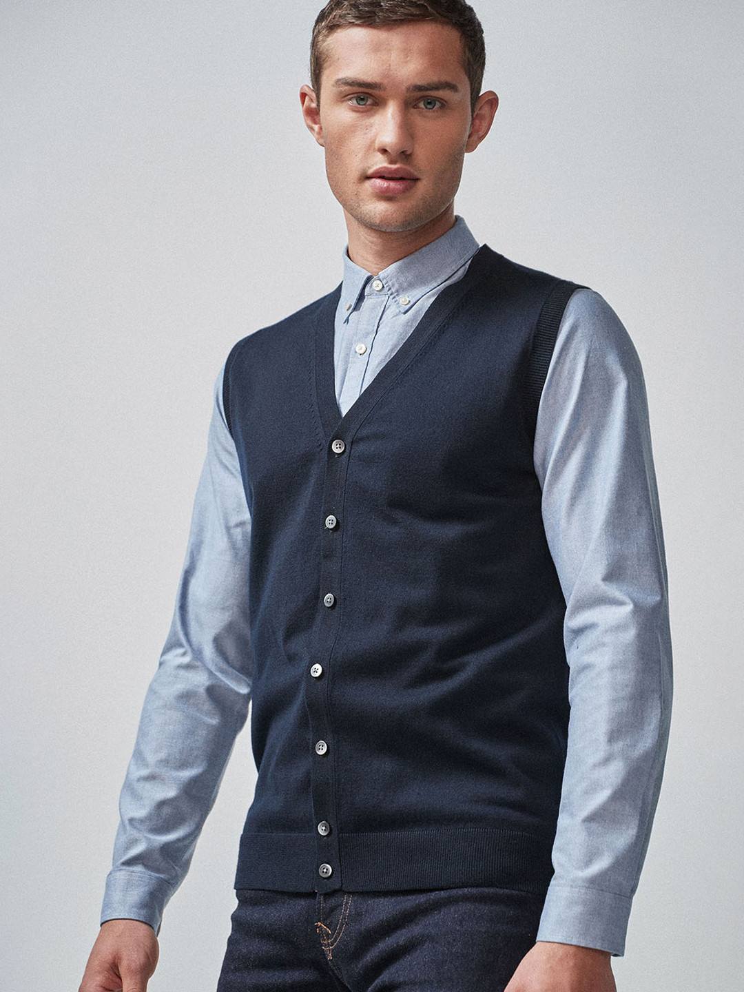 Buy Next Men Navy Blue Solid Cardigan - Sweaters for Men 10900752 | Myntra