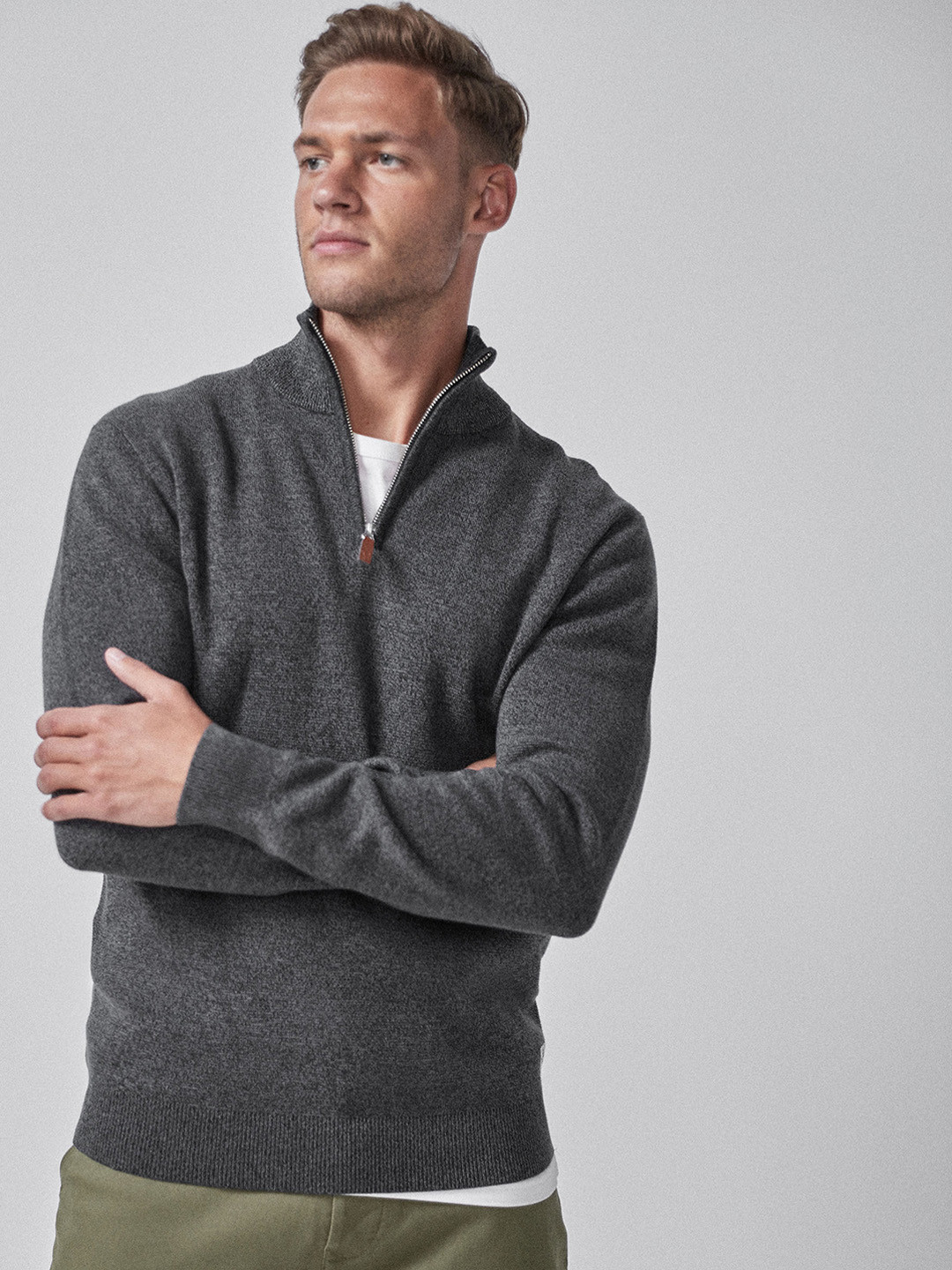 Buy Next Men Charcoal Grey Solid Sweater - Sweaters for Men 10900498 ...