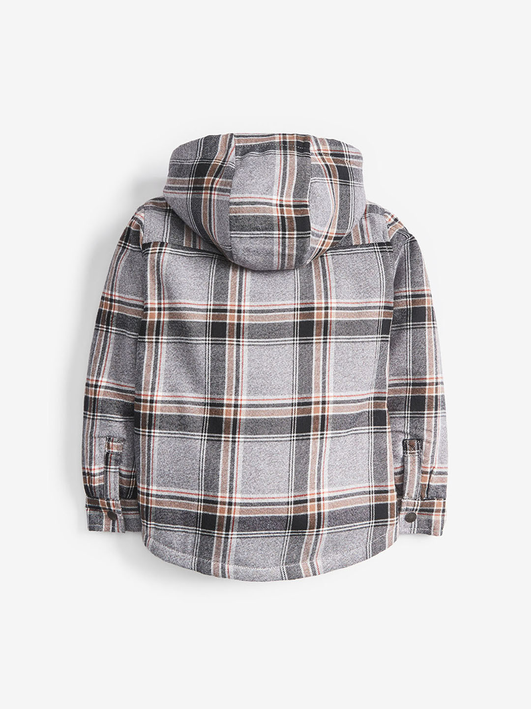 Buy Next Boys Grey & Beige Regular Fit Checked Hooded Shacket ...