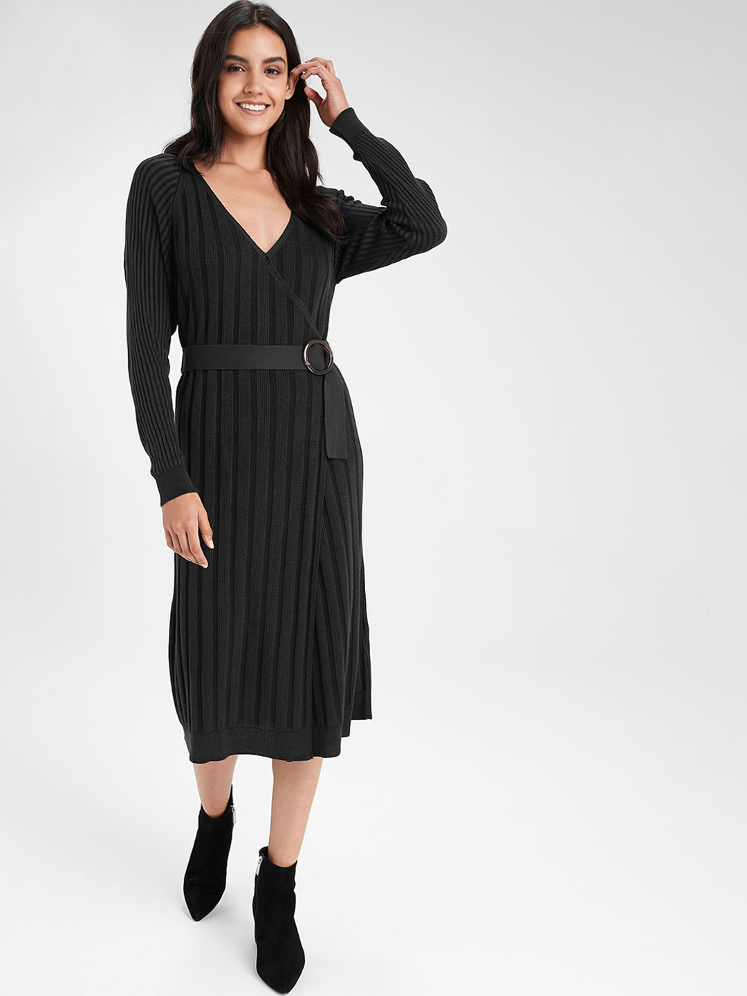 Buy Next Women Black Solid Wrap Dress - Dresses for Women 10899880 | Myntra
