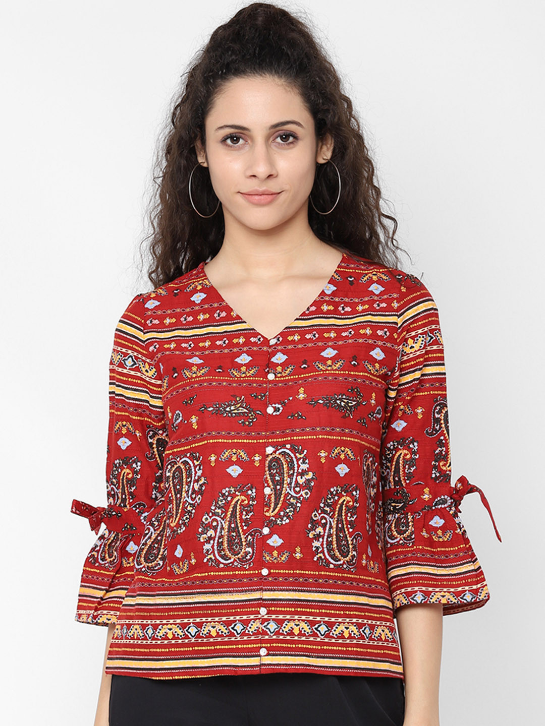 Buy People Women Red Printed Pure Cotton Top - Tops for Women 10774718 ...