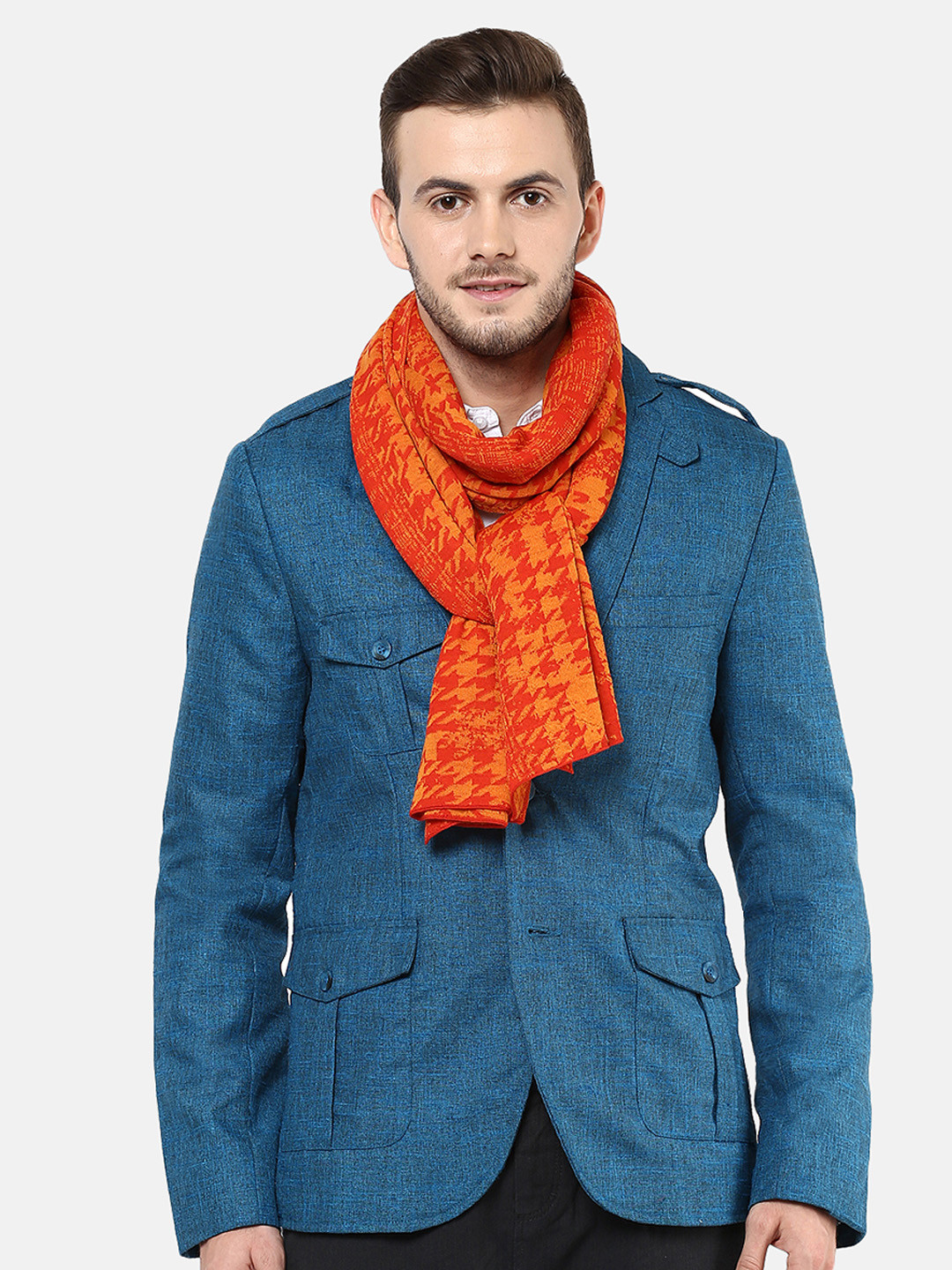 Buy SHINGORA Men Orange Printed Muffler - Mufflers for Men 10786258 ...