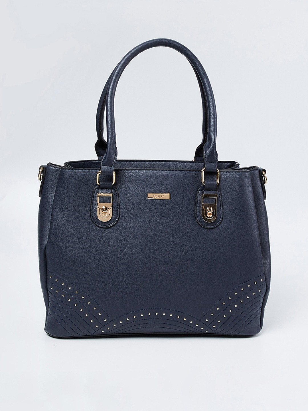 Buy CODE By Lifestyle Navy Blue Embellished Handheld Bag - Handbags for ...