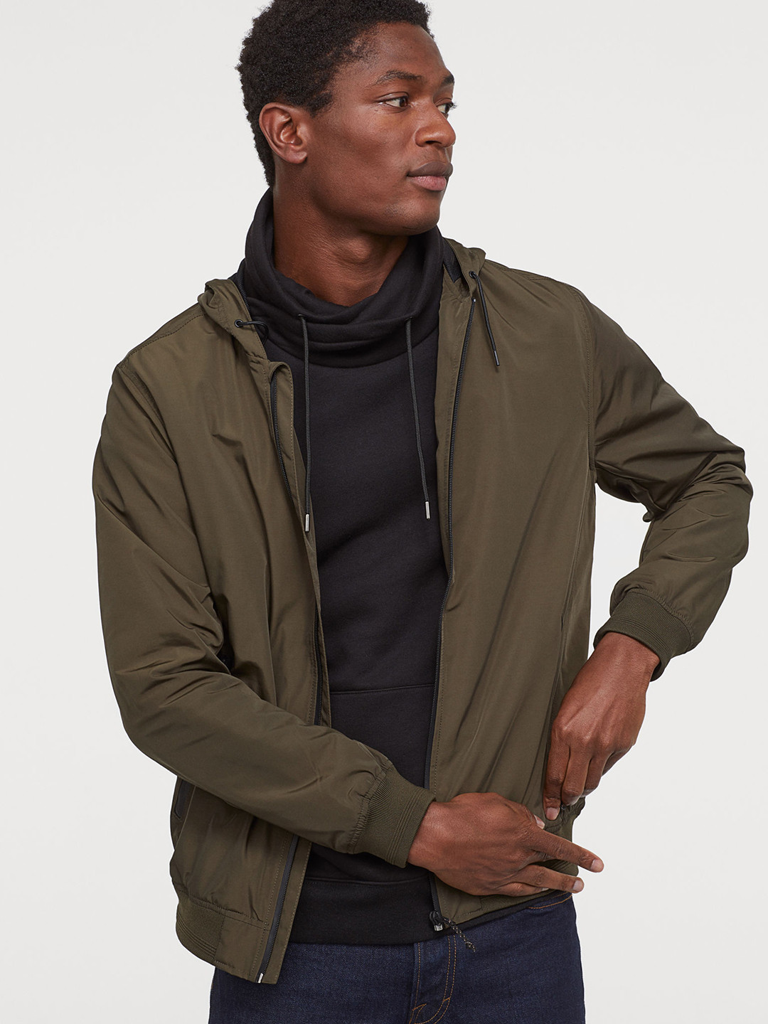Buy H&M Men Green Hooded Jacket - Jackets for Men 10909128 | Myntra