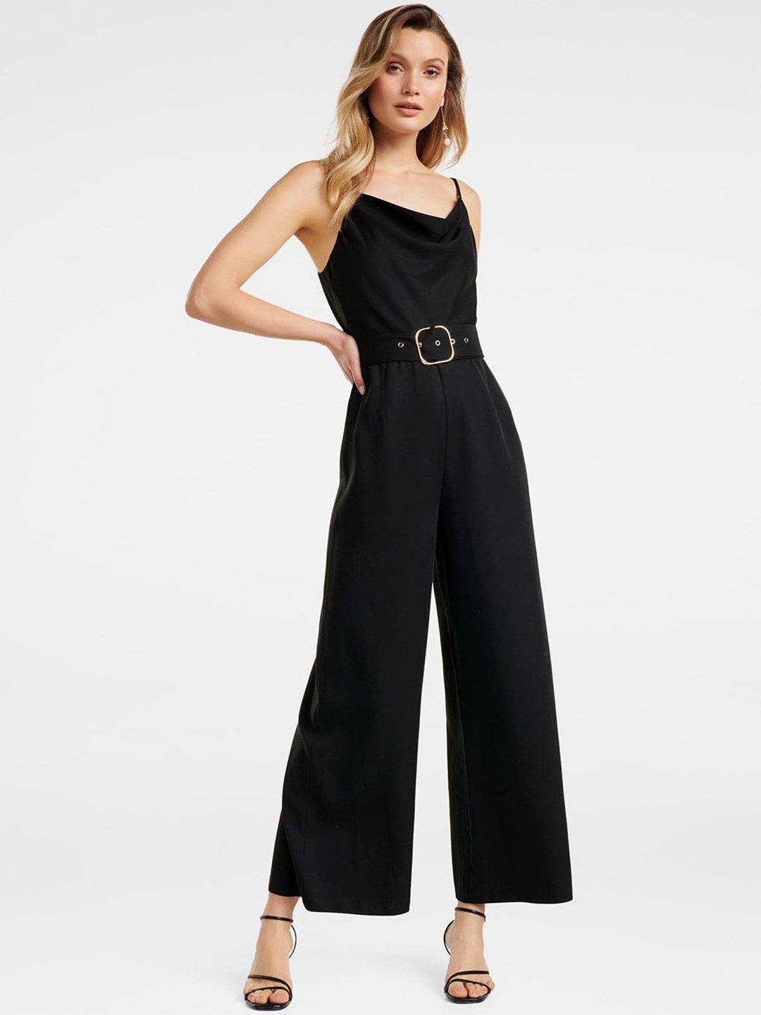 Buy Forever New Women Black Solid Basic Jumpsuit Jumpsuit For Women