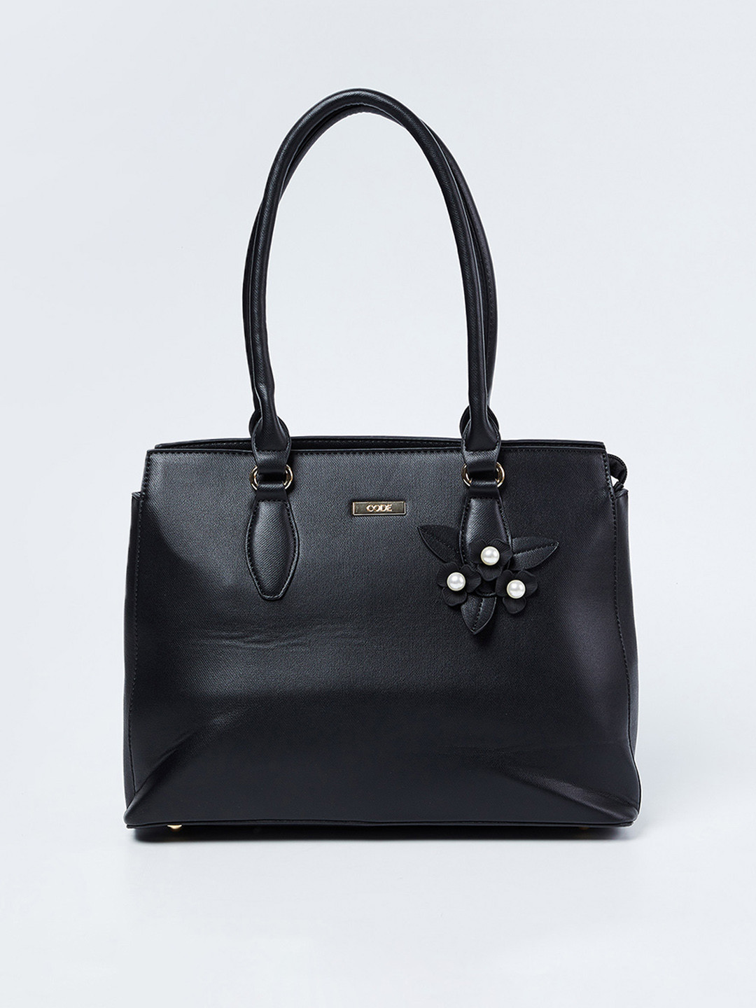 Buy CODE By Lifestyle Black Solid Handheld Bag - Handbags for Women ...