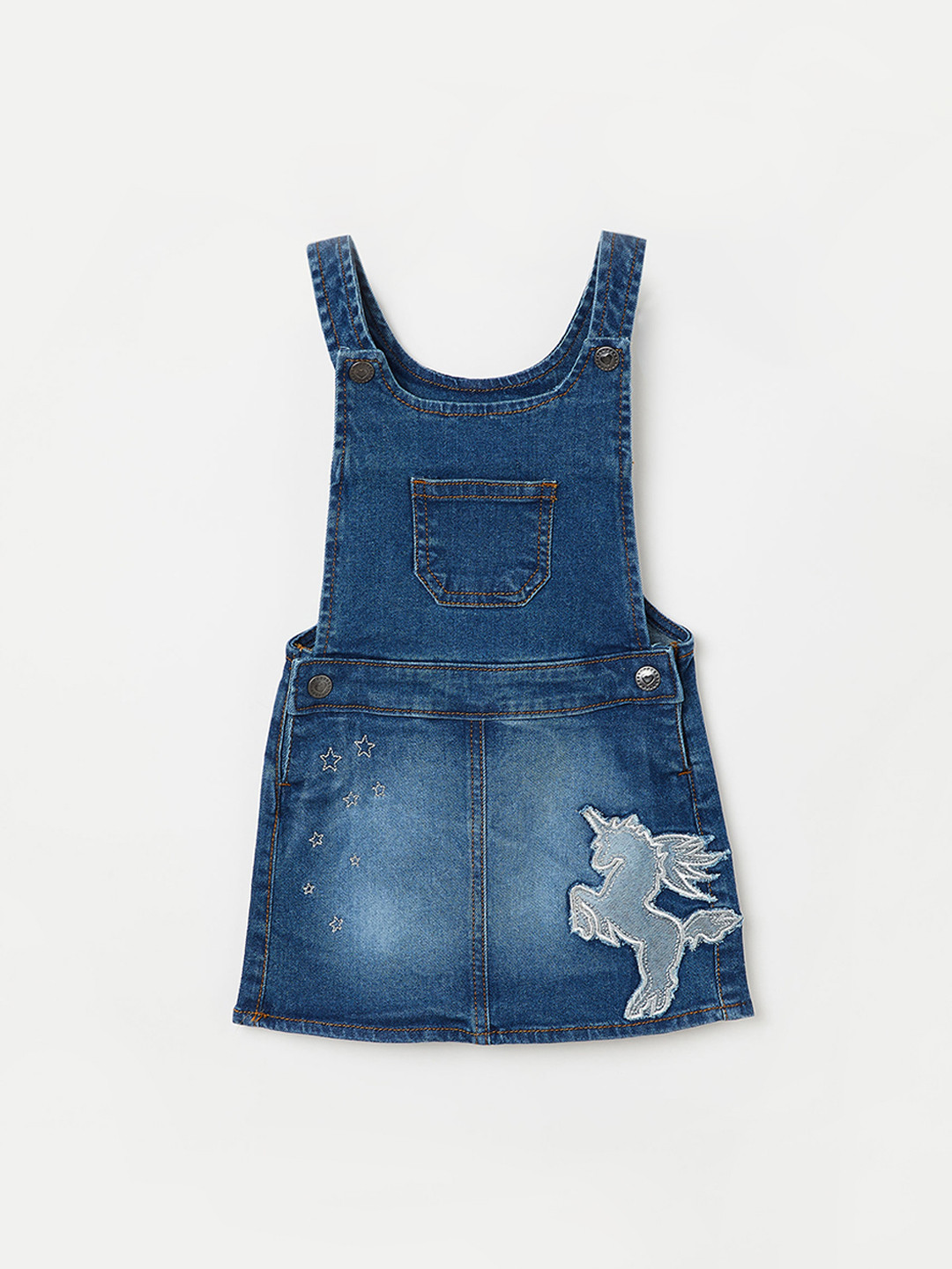 Buy Juniors By Lifestyle Girls Blue Solid Denim Dungarees - Dungarees ...