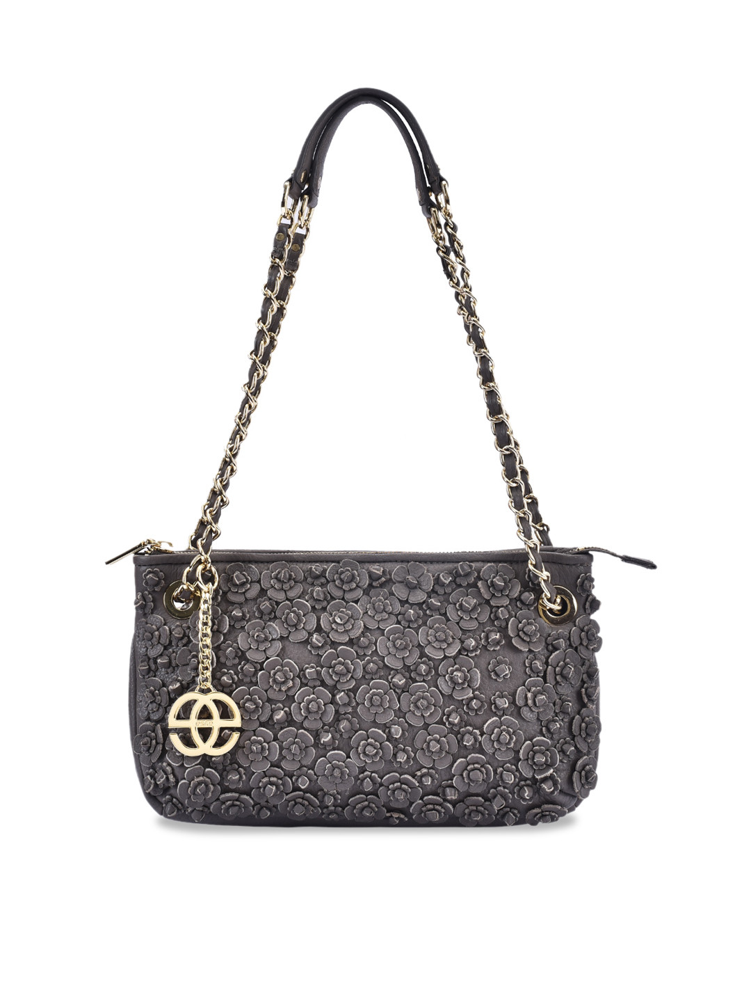 Buy Eske Grey Textured Shoulder Leather Bag - Handbags for Women ...