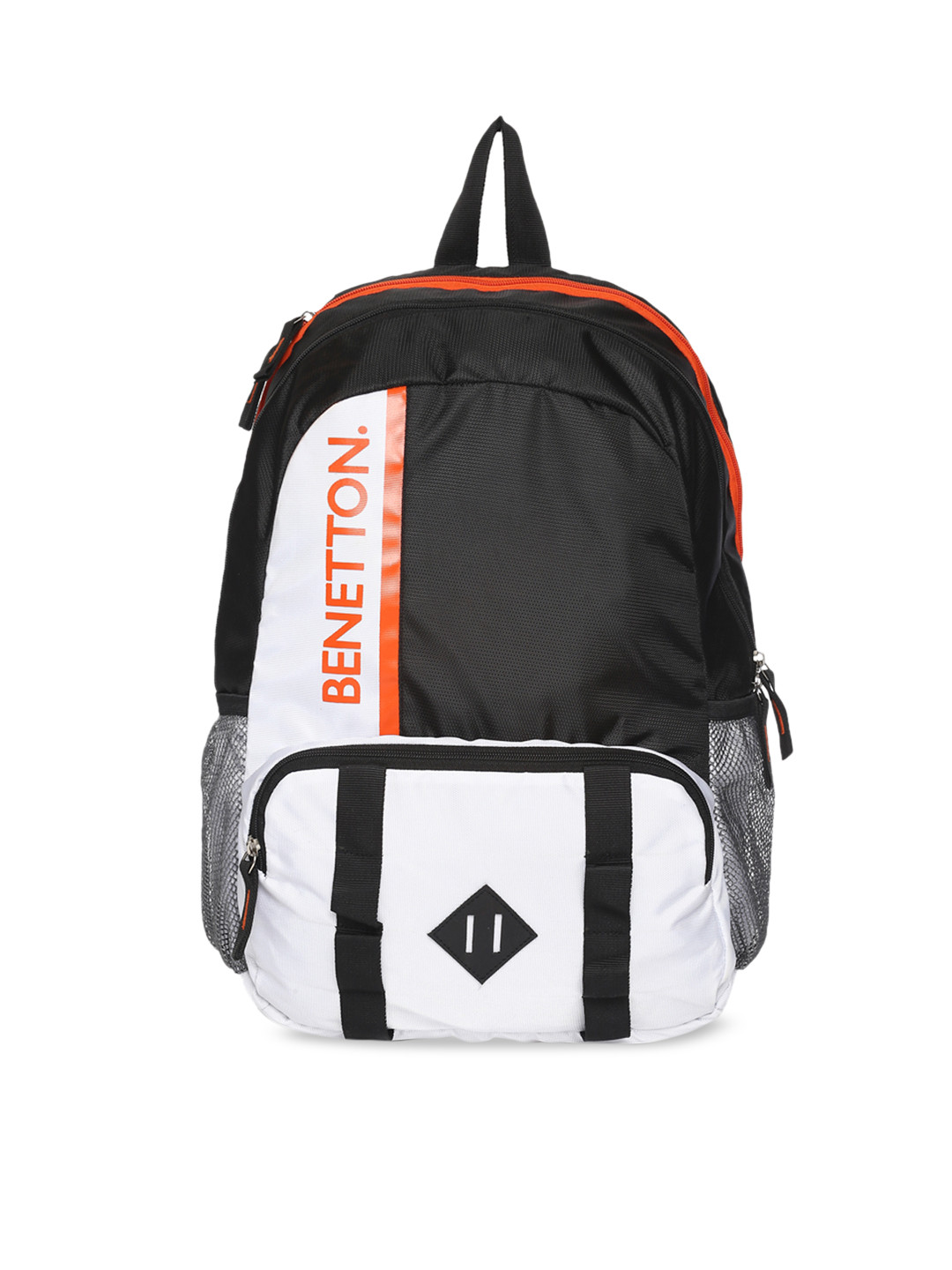 Buy United Colors Of Benetton Unisex Black & White Solid Backpack ...