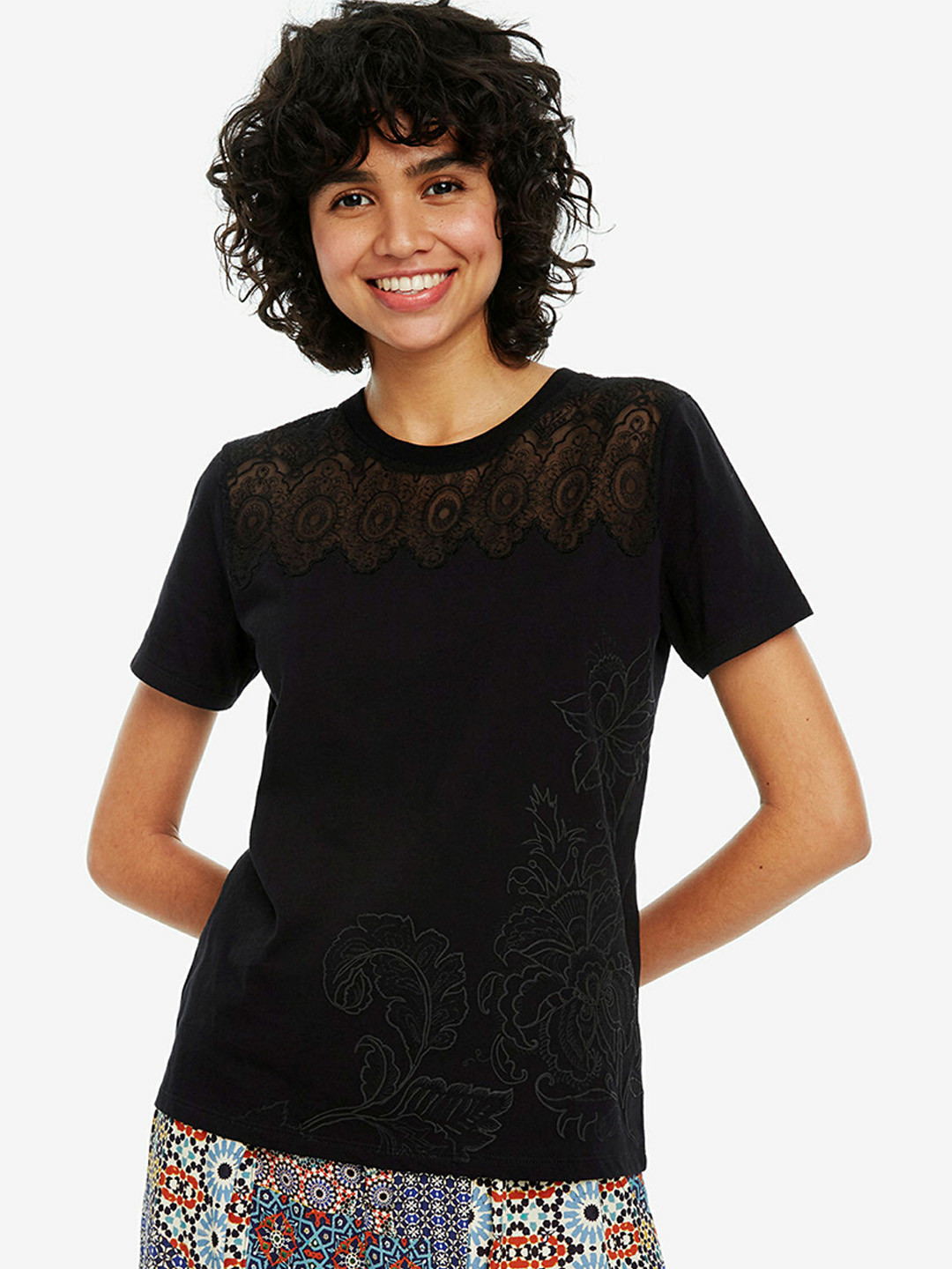 Buy Desigual Women Black Self Design Top - Tops for Women 10971300 | Myntra