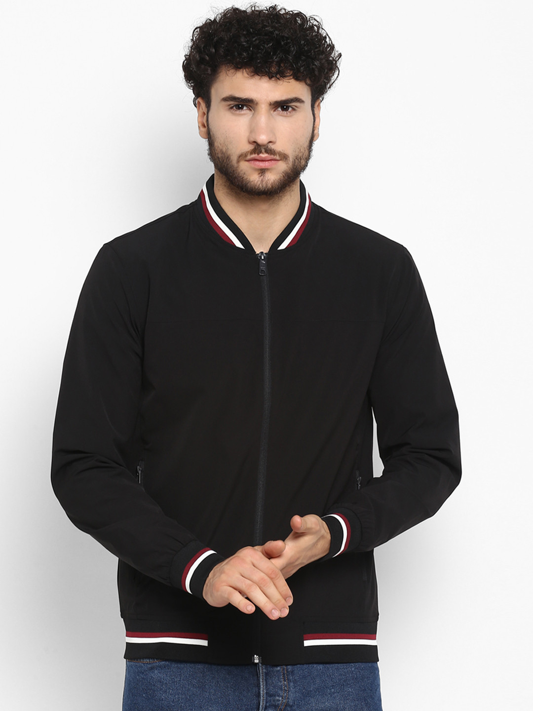 Buy Red Tape Men Black Solid Bomber Jacket - Jackets for Men 10975724 ...