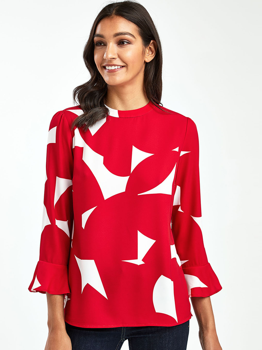 Buy Next Women Red & White Printed Top - Tops for Women 10993562 | Myntra