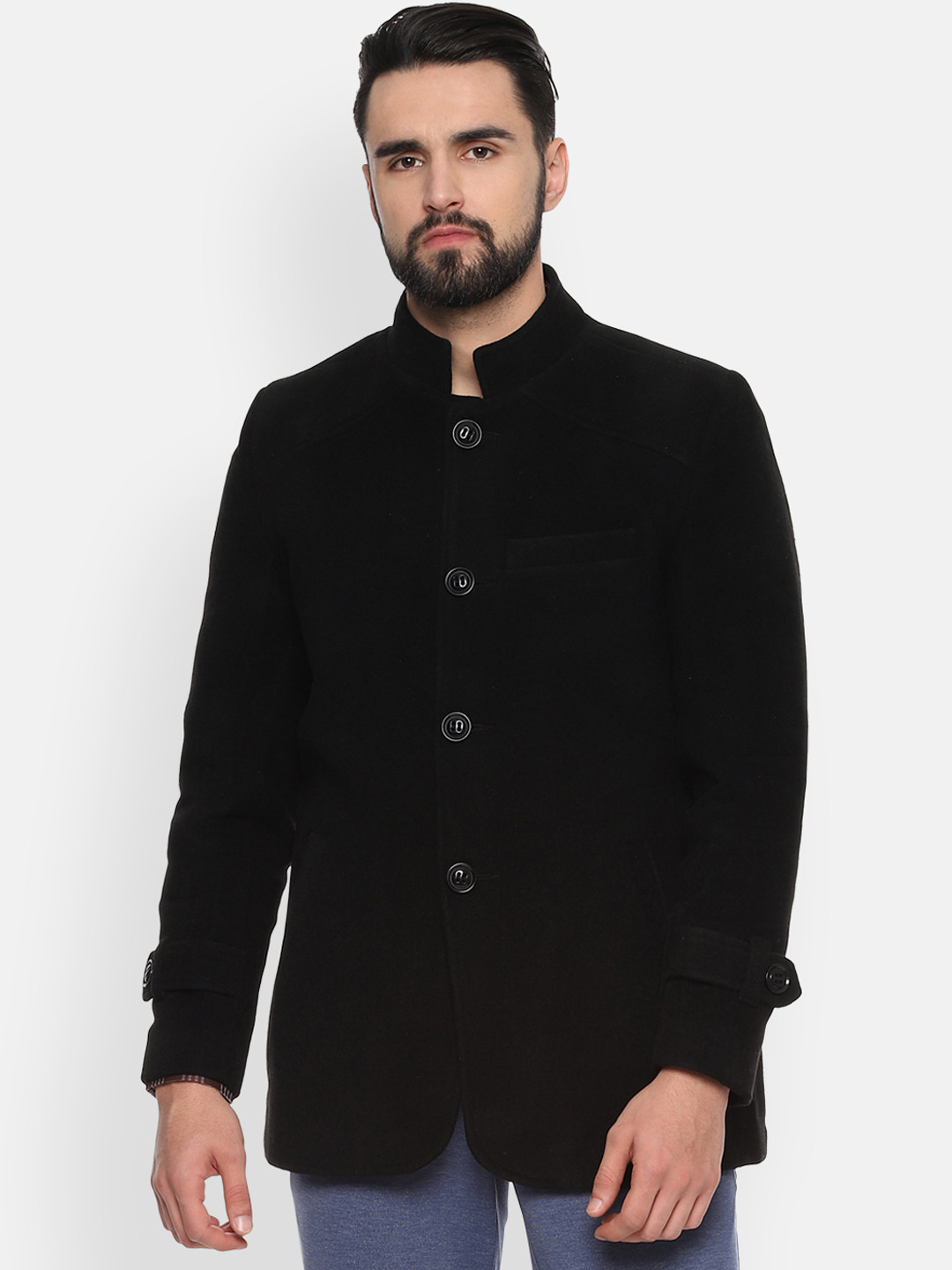 Buy Van Heusen Men Black Solid Jacket - Jackets for Men 11010650 | Myntra
