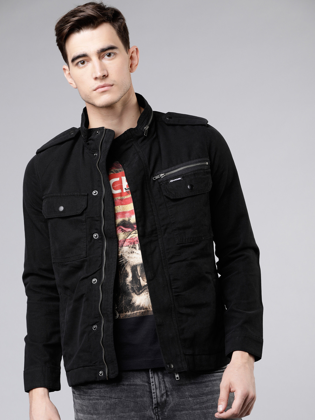 Buy Ecko Unltd Men Black Solid Denim Jacket - Jackets for Men 11002852 ...