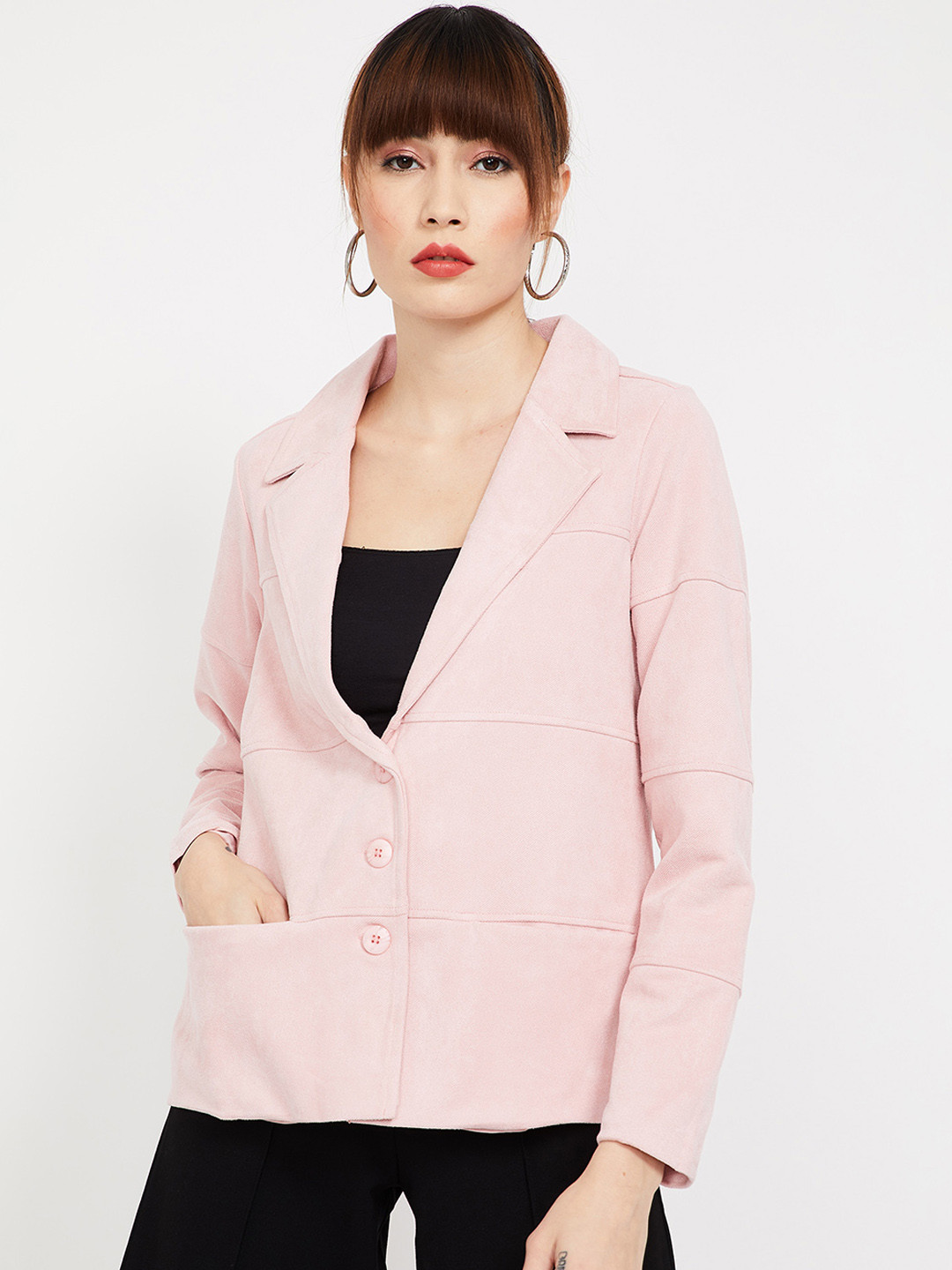Buy Bossini Women Pink Solid Single Breasted Blazers - Blazers for ...