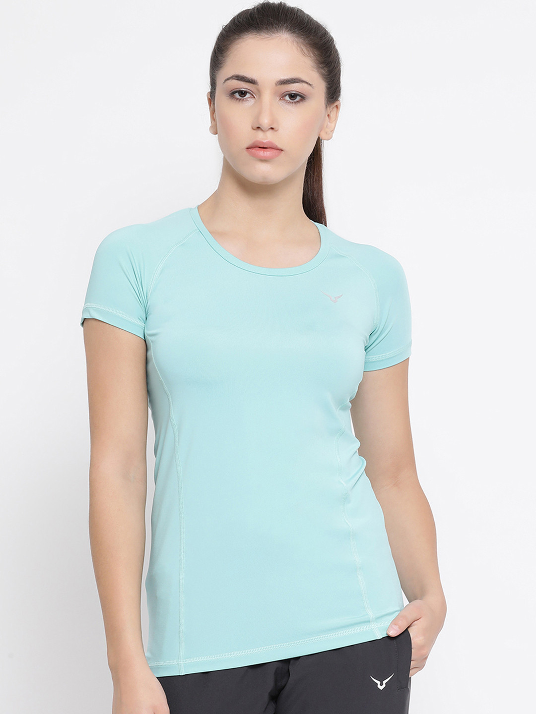 Buy Invincible Women Blue Solid Round Neck T Shirt - Tshirts for Women ...