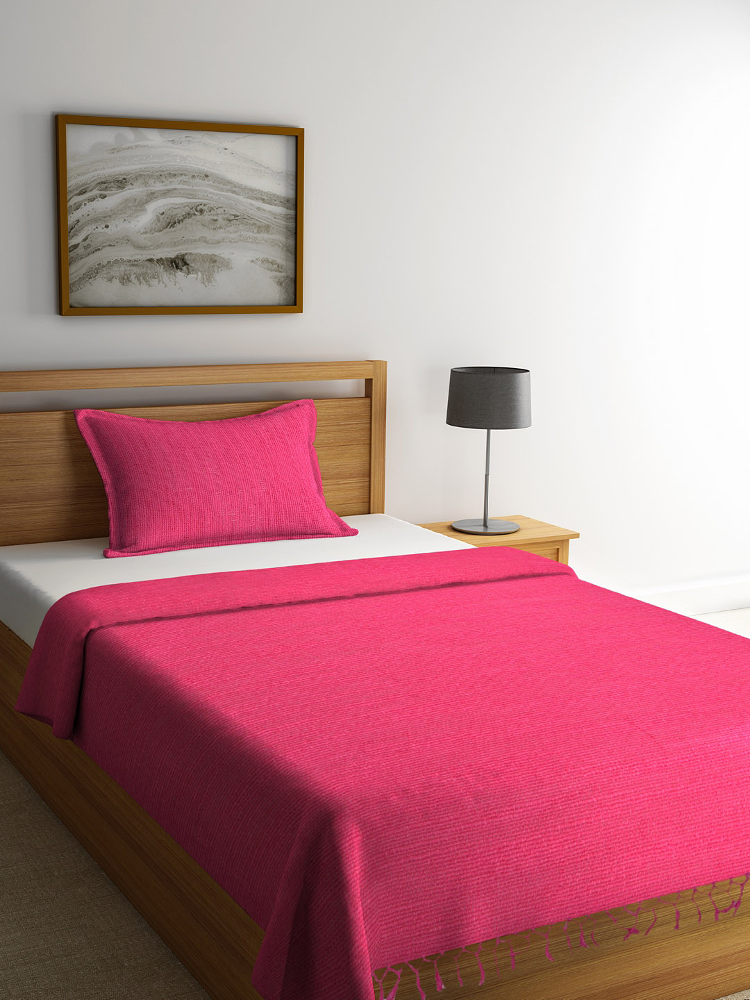 Buy NEUDIS Pink Solid Single Bed Cover With Pillow Cover - Bed Covers ...