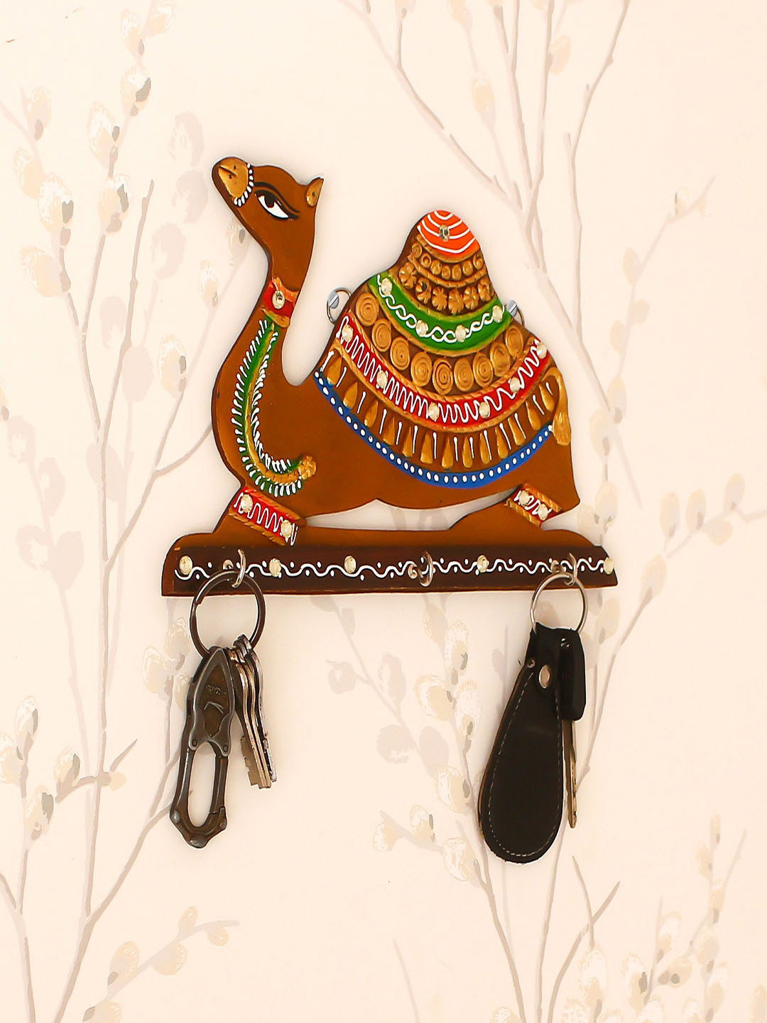 Buy ECraftIndia Brown & Gold Toned Paper Mache Camel Key Holder - Key ...