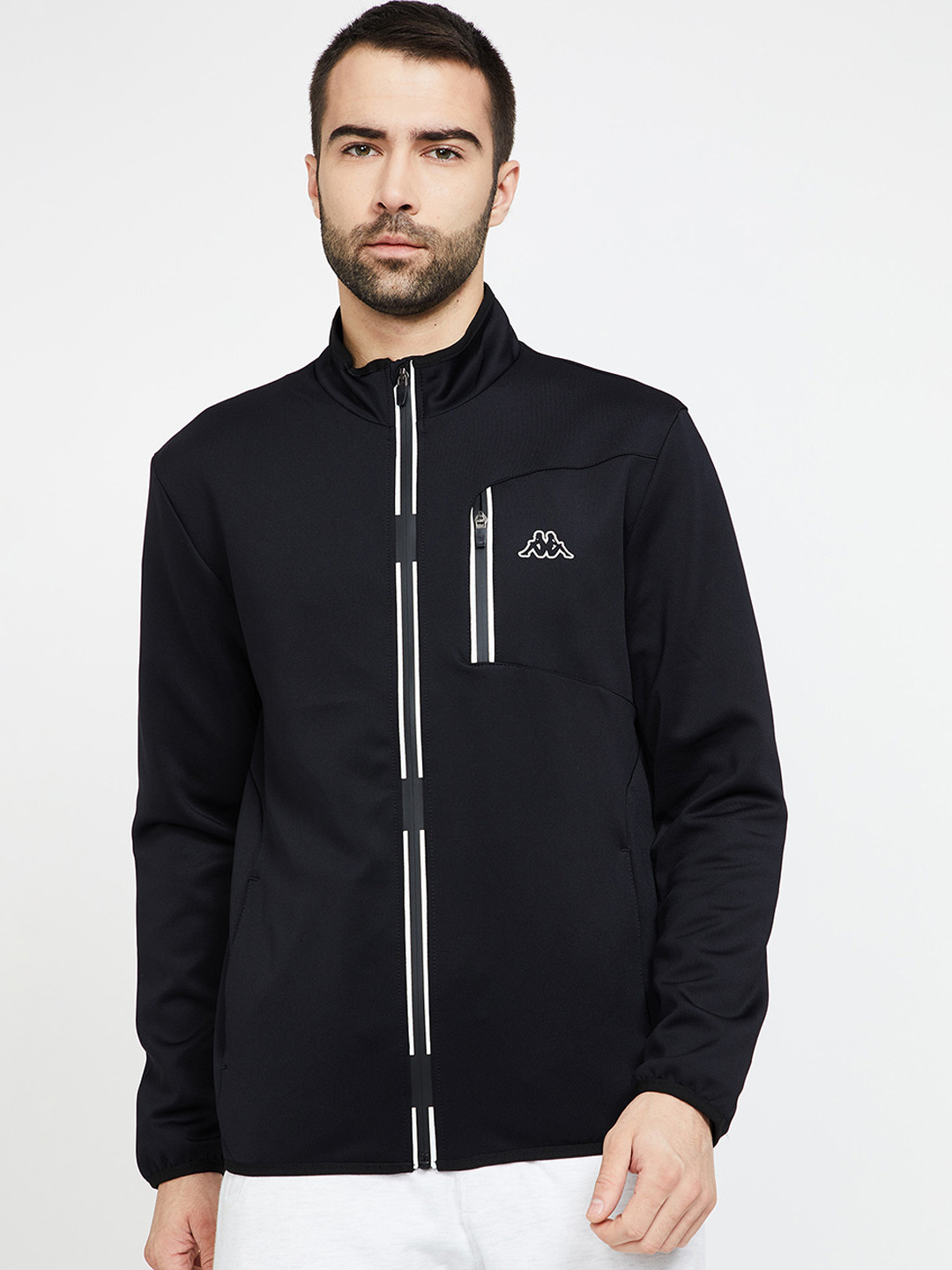 Buy Kappa Men Black Solid Bomber Jacket - Jackets for Men 11026144 | Myntra