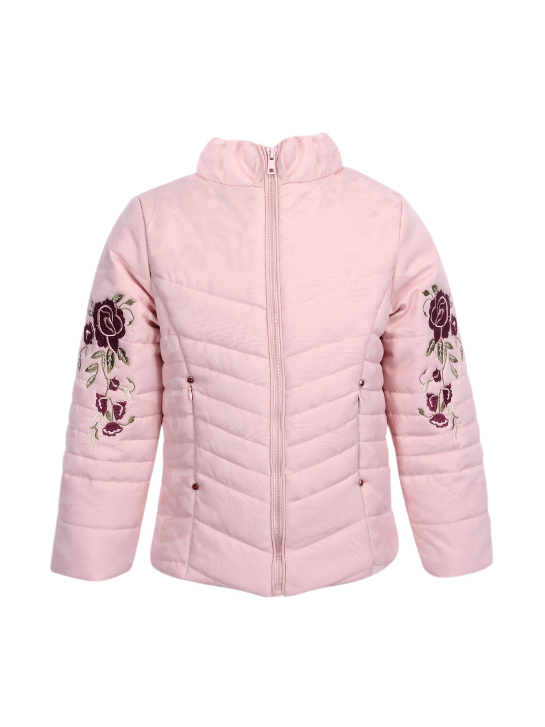 Buy CUTECUMBER Girls Pink Self Design Padded Jacket - Jackets for Girls ...