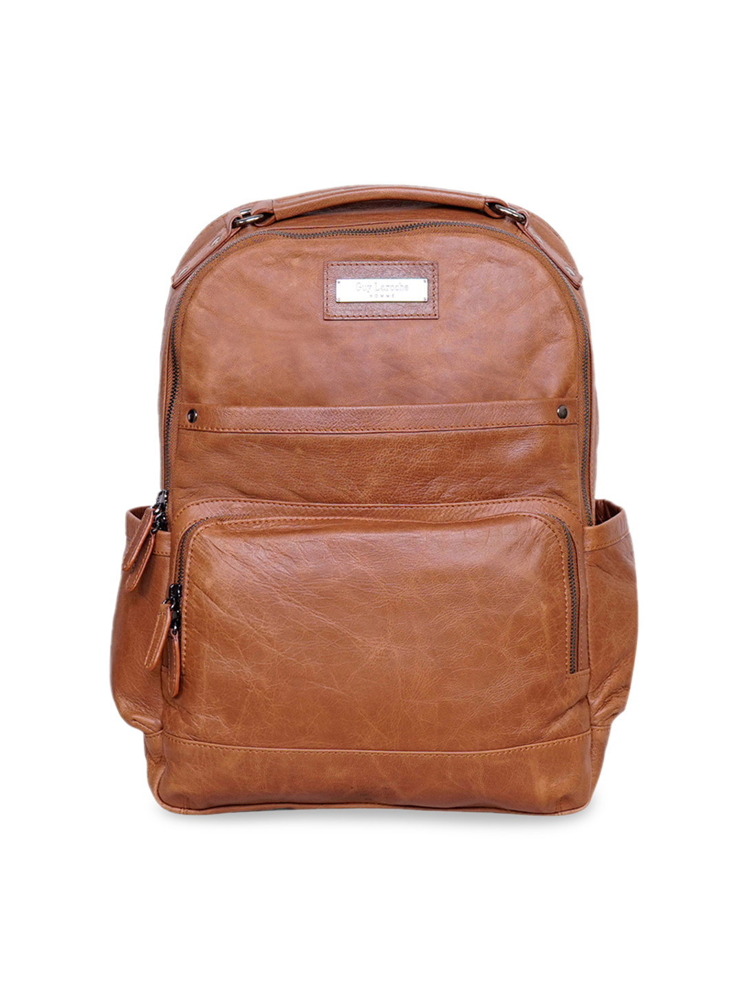Buy Justanned Men Tan Brown Solid Leather Backpack - Backpacks for Men ...