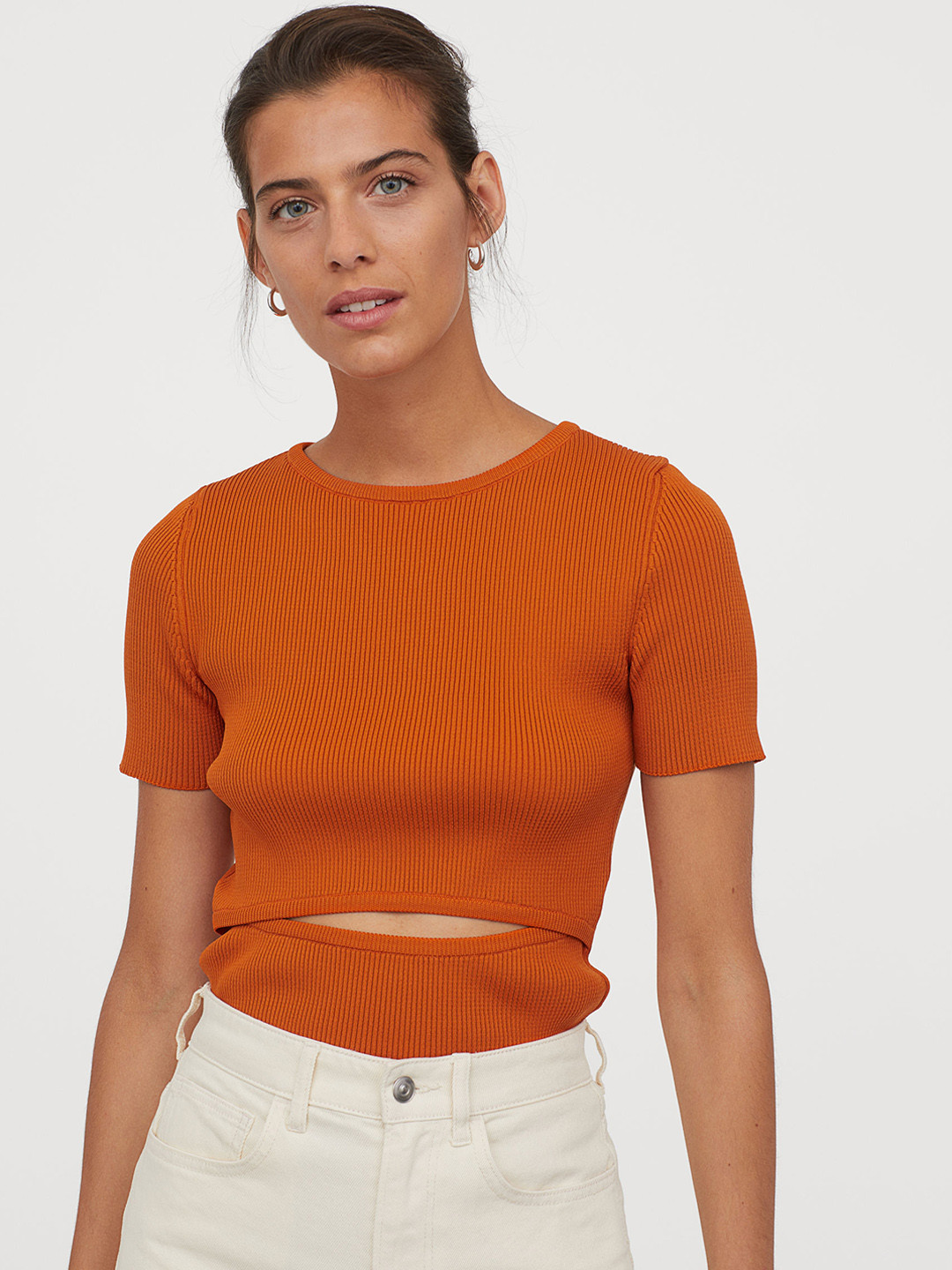 Buy H&M Women Orange Ribbed Top - Tops for Women 11027356 | Myntra