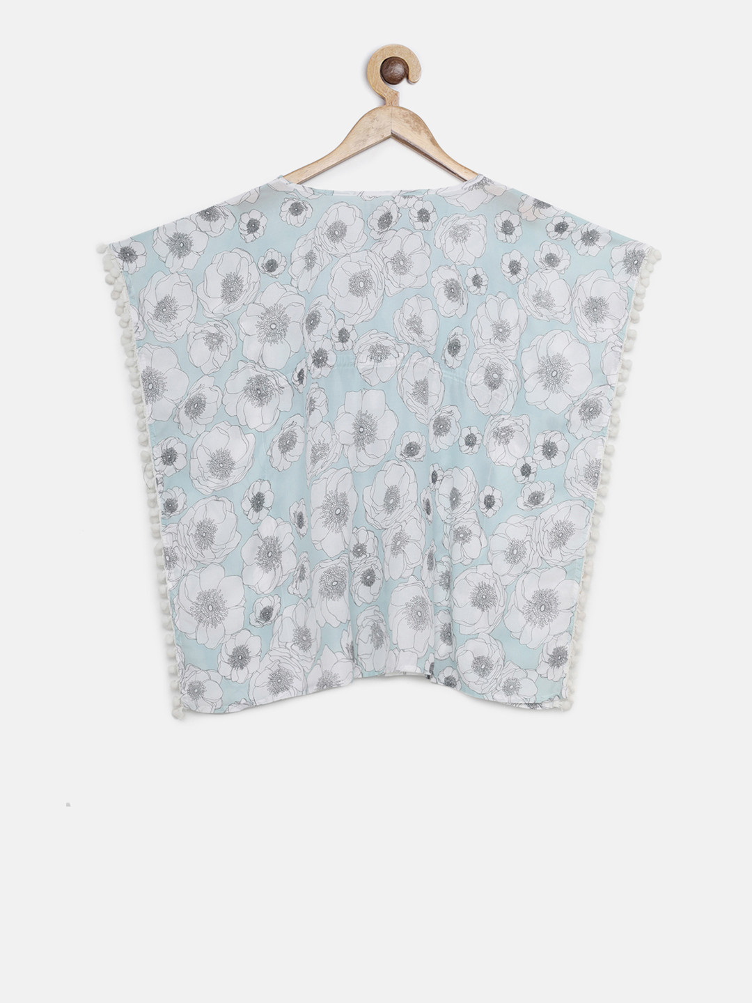 Buy The Kaftan Company Girls Blue & Grey Floral Print Kaftan Dress ...