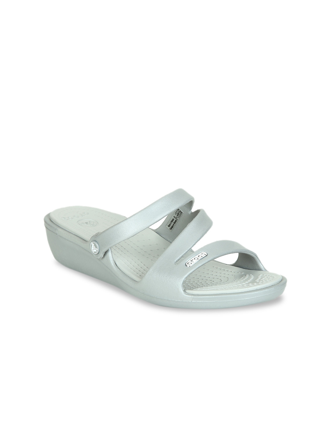 Buy Crocs Women Silver Toned Solid Sandals - Heels for Women 11049584 ...